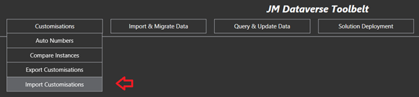 Customisation Import | JM SOFTWARE