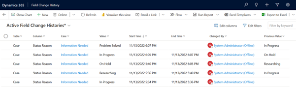 Field Change History | JM SOFTWARE